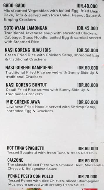 Menu at The TASTE Restaurant - Ibis Jakarta Senen, Jakarta, Hotel Ibis ...