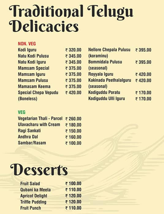 Menu at The Spicy Venue, Hyderabad, No. 265/S