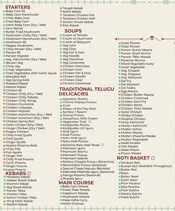 Menu of The Spicy Venue, Jubilee Hills, Hyderabad