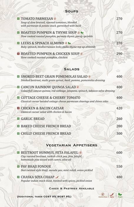 Menu of Shikaar Bagh, Narayan Singh Circle, Jaipur