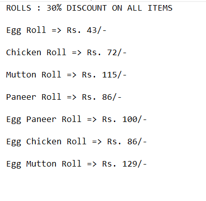 Menu at The Calcutta 26, Kolkata