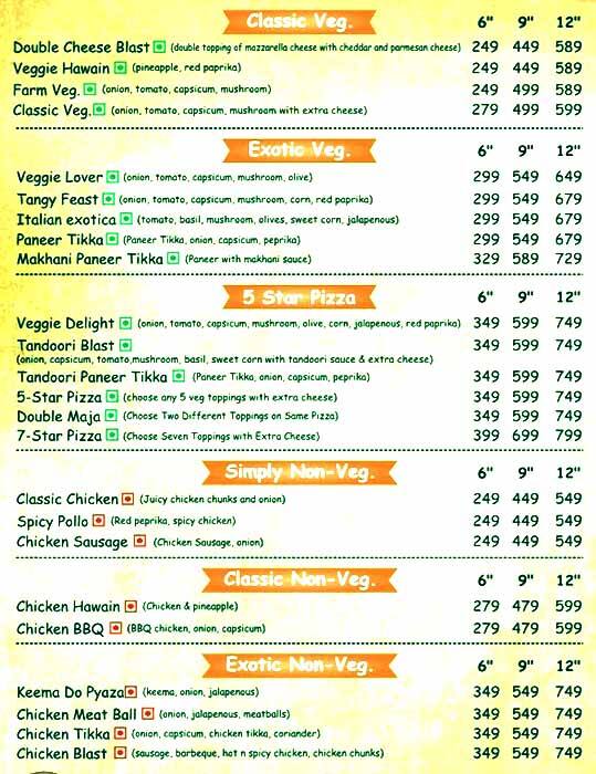 Menu of Pizza Pit, Sohna Road, Gurgaon