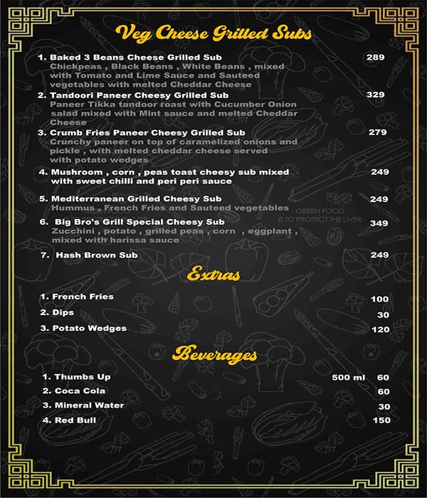 Menu of Big Bro's Grill, Santacruz West, Mumbai
