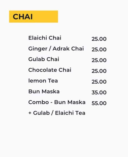Menu of Flavoured Chai, Wakad, Pune