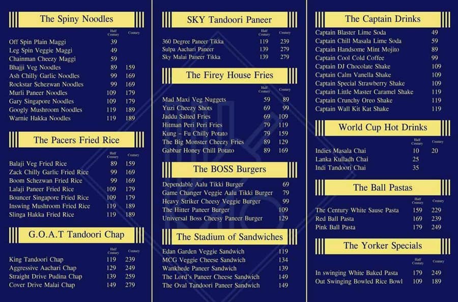 Menu of Bat & Ball Cafe, Sector 22, Dwarka, New Delhi