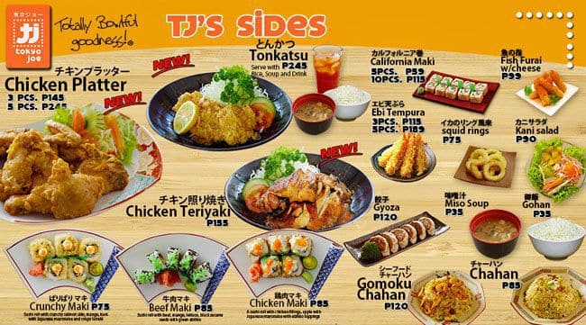 Menu at Tokyo Joe restaurant, Quezon City, Fairview Terraces