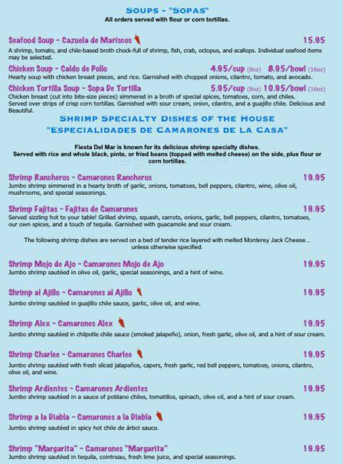 Menu at Fiesta del Mar Too restaurant, Mountain View