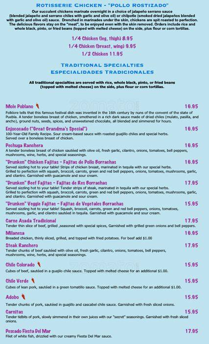 Menu at Fiesta del Mar Too restaurant, Mountain View