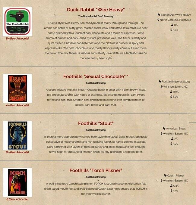 Menu at Duckworth's Grill & Taphouse Ballantyne pub & bar, Charlotte ...