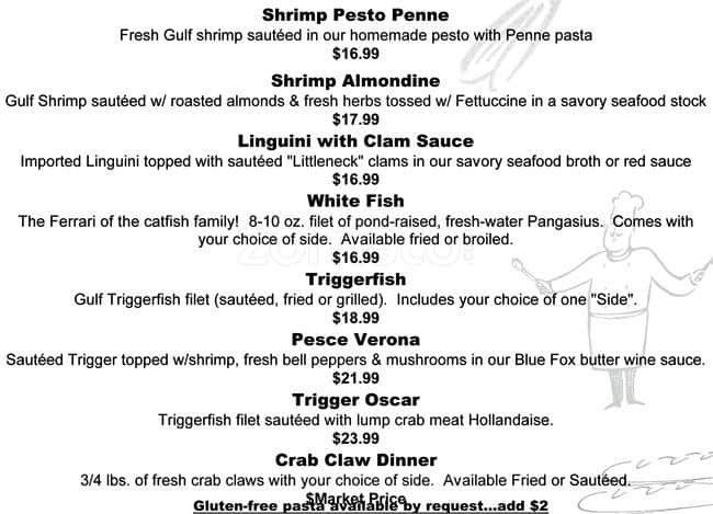 Menu at Gambino's steakhouse, Fairhope