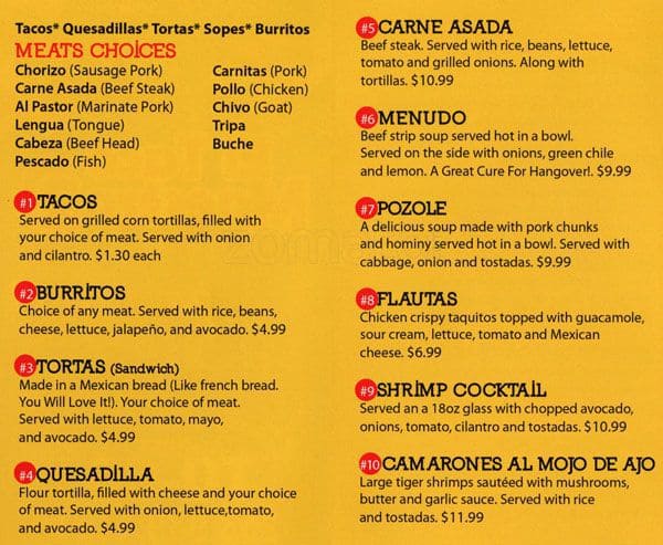 El Taco Maestro 2 Menu, Menu for El Taco Maestro 2, Auburn, Auburn ...