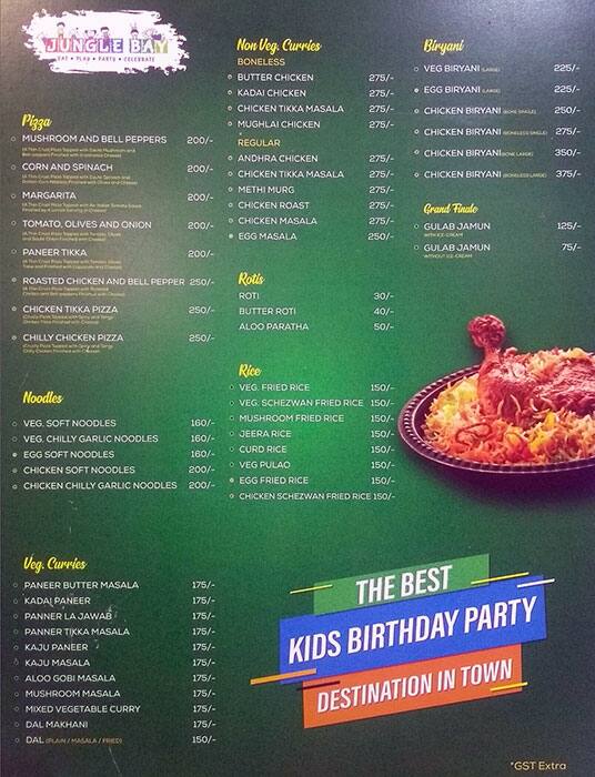 Menu at Jungle Bay, Hyderabad, 3rd Floor