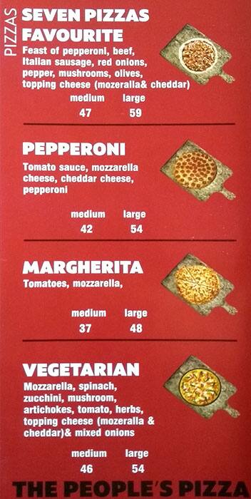 Menu at Seven Pizzas restaurant, Dubai, Shop 1