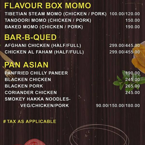 Menu of Flavour Box, Chandmari, Guwahati