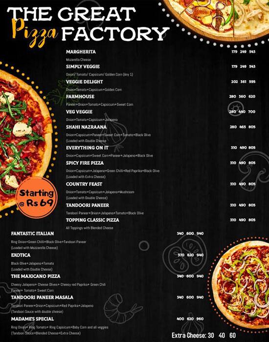 Menu of The Great Pizza Factory, Raj Nagar, Ghaziabad