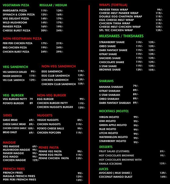 Menu of The English Cafe, Alwal, Secunderabad