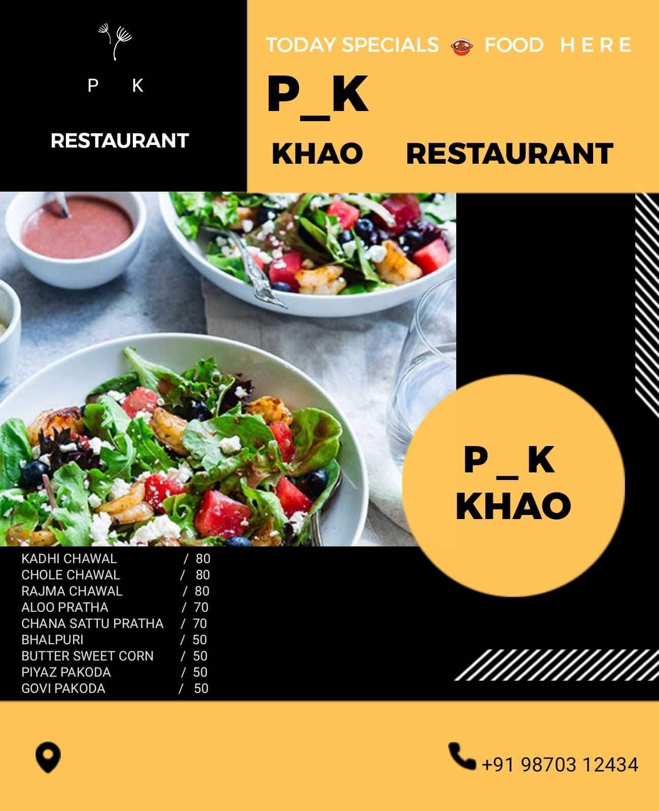 Menu of PK Khao, Sector 83, Noida