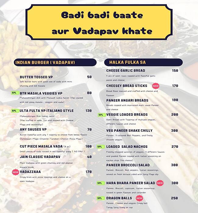 Menu of PC Cafe, Prabhadevi, Mumbai