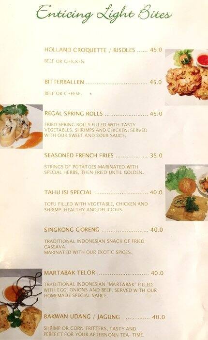 Menu at Regal Coffee cafe, Jakarta, Pondok Indah Mall 2