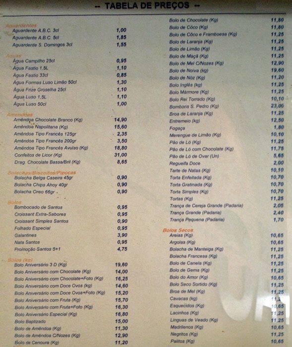 Menu em Beira Tejo, Lisboa, Rua Coelho da Rocha