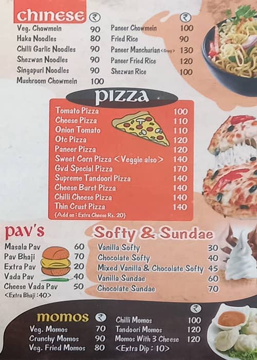 Menu at Gvd soni's cafe, Jaipur, World Trade Park