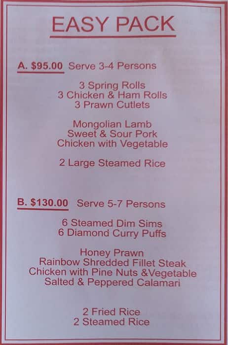 Menu at Mosman Gourmets Inn restaurant, Mosman