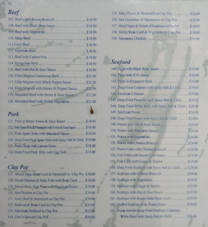 Menu at Parrot House Restaurant, Kensington