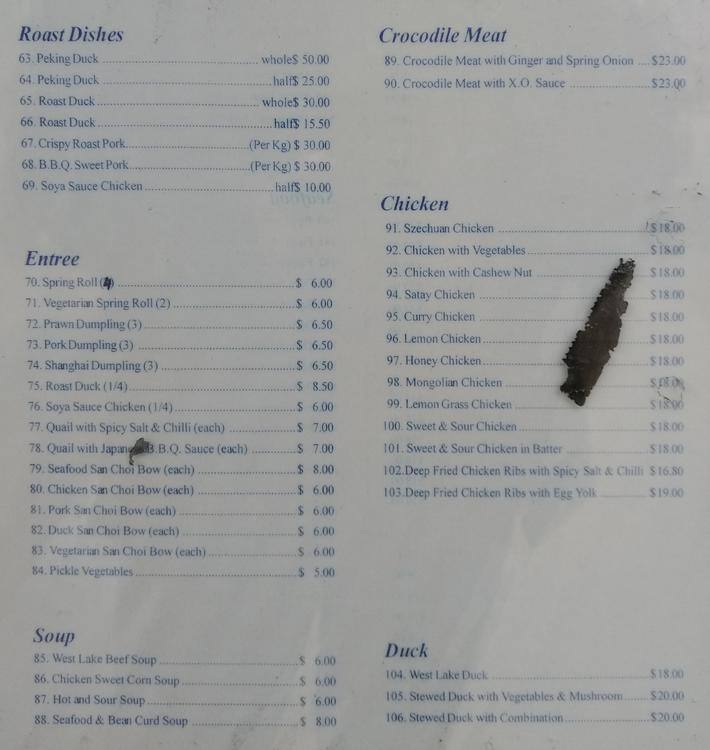 Menu at Parrot House Restaurant, Kensington