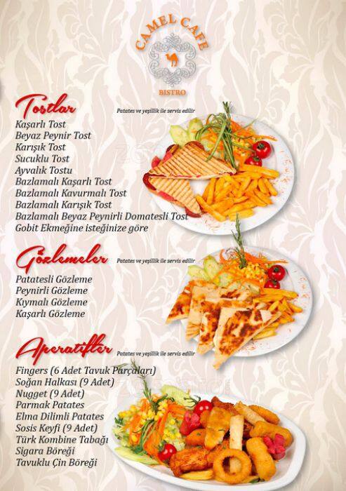 Menu at Camel Cafe Bistro, Ankara,.Sk. No: 7/D Eryaman