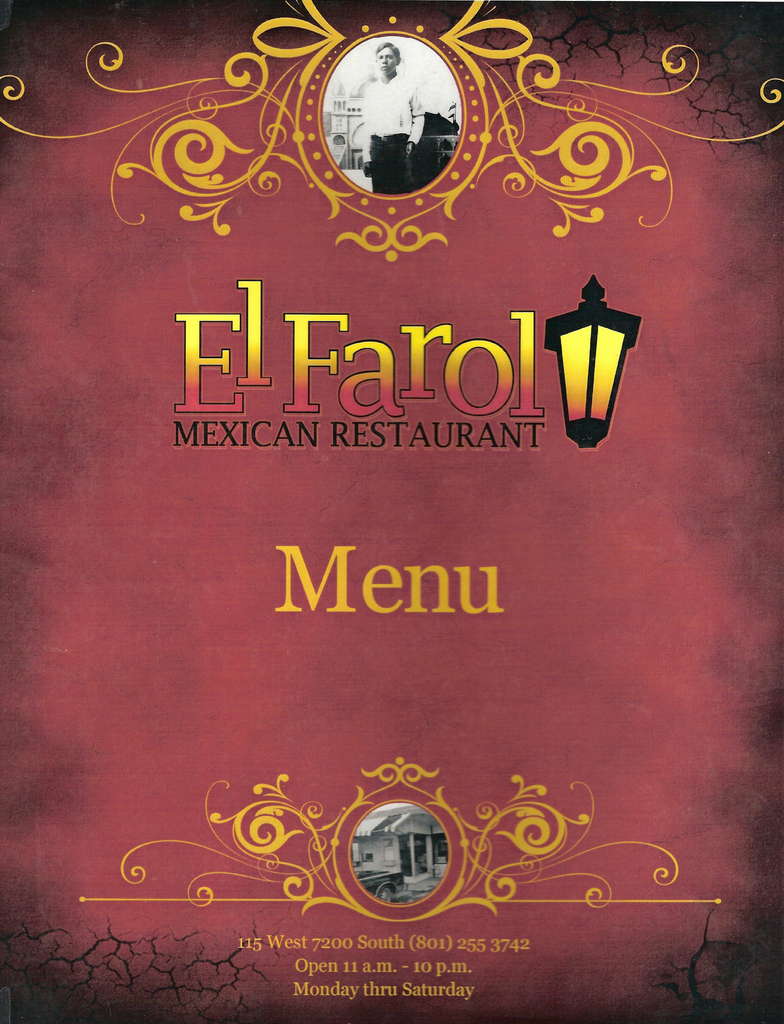 Menu at El Farol Mexican Restaurant, Midvale