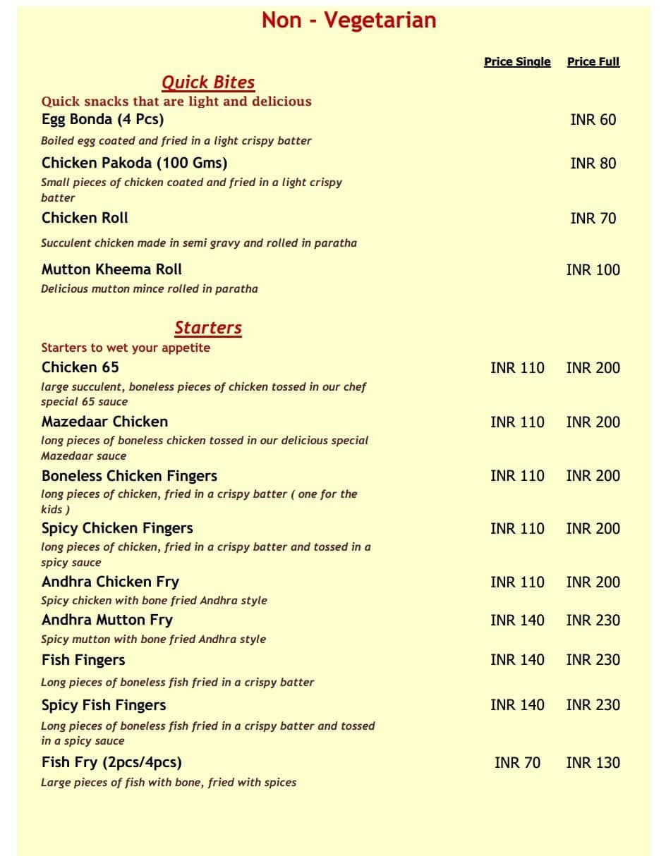 Mazedaar Menu, Menu for Mazedaar, Sainikpuri, Secunderabad - Zomato