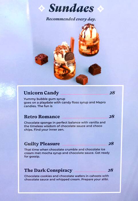 Menu at Keventers -The Original Milkshake restaurant, Dubai