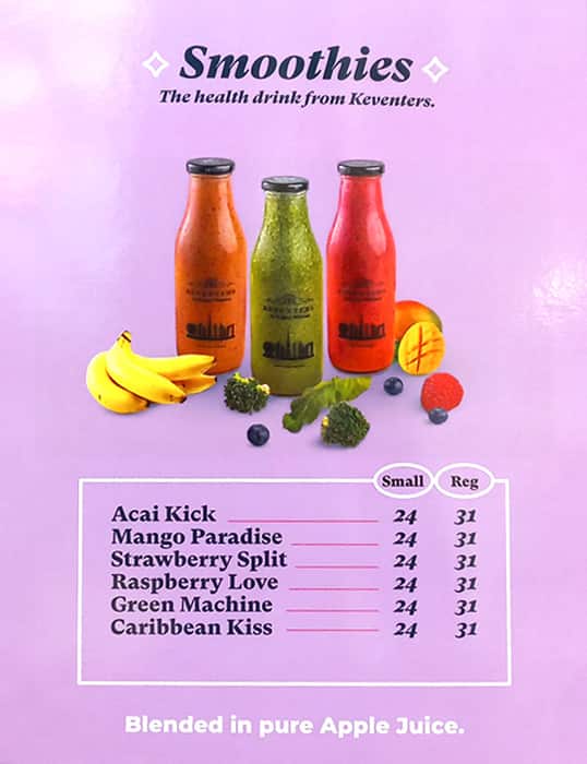 Menu at Keventers -The Original Milkshake restaurant, Dubai