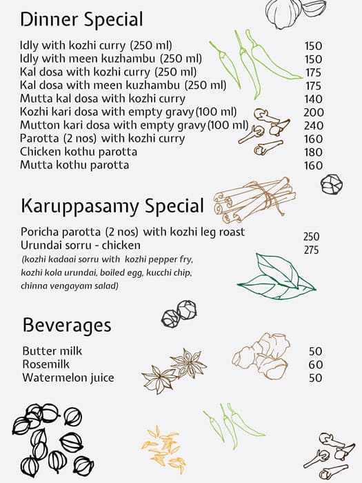 Menu of Karuppsamy Mess, Anna Nagar East, Chennai