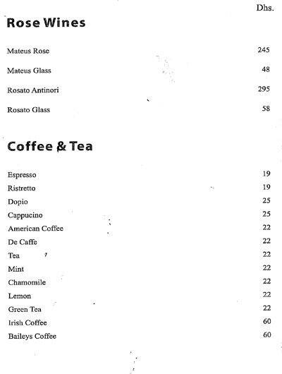 Menu at Masala Craft restaurant, Dubai