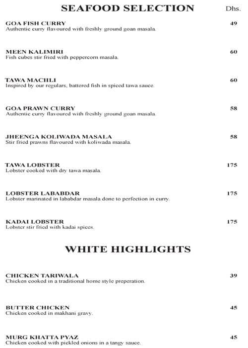 Menu at Masala Craft restaurant, Dubai
