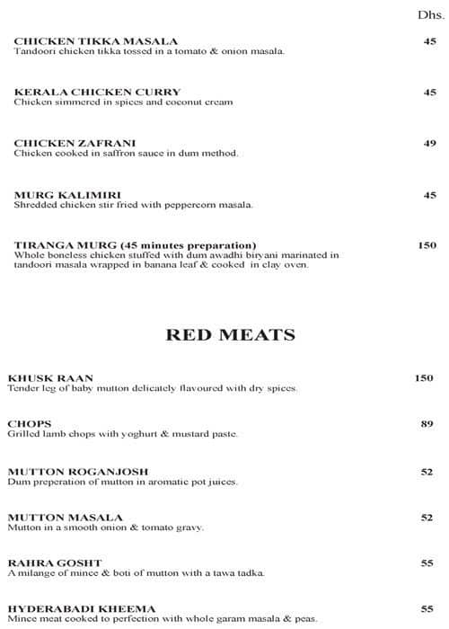 Menu at Masala Craft restaurant, Dubai