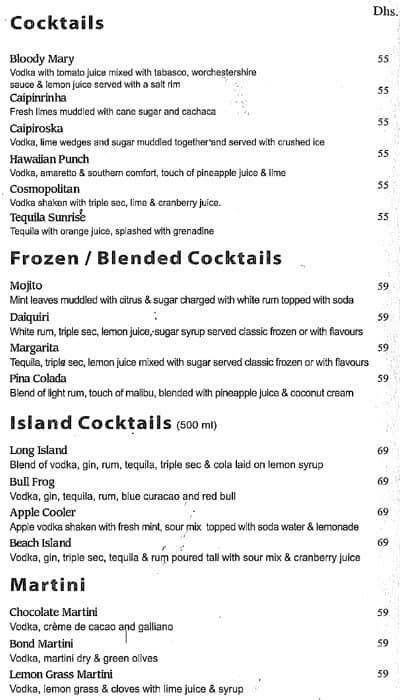 Menu at Masala Craft restaurant, Dubai