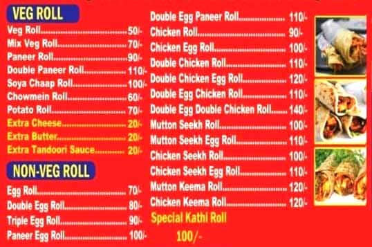 Menu of Kolkata Kathi Roll, Sector 7, Dwarka, New Delhi