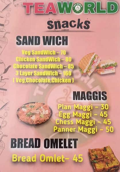 Menu of Tea World, Dilsukhnagar, Hyderabad