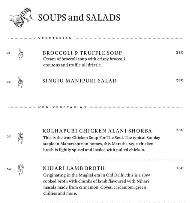 Menu of Ishaara, Gomti Nagar, Lucknow