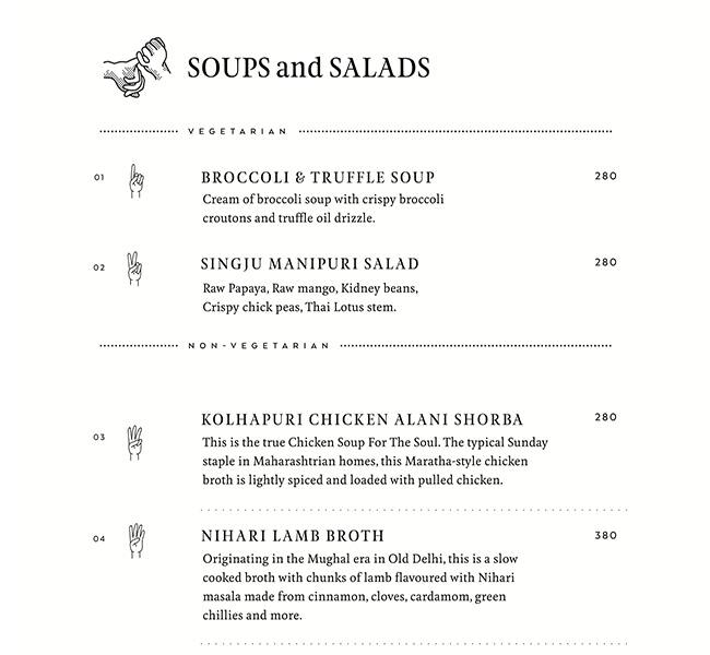 Menu of Ishaara, Gomti Nagar, Lucknow