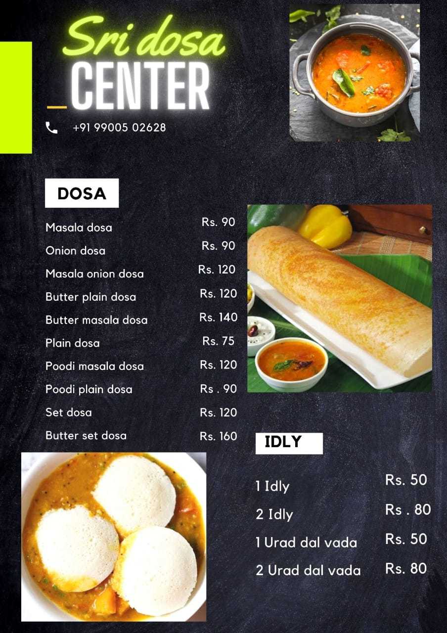 Menu of Sri Idly Vada Dosa Centre, Pitampura, New Delhi