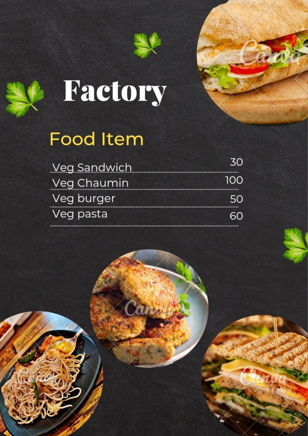 Menu of Food Factory, Loni, Ghaziabad