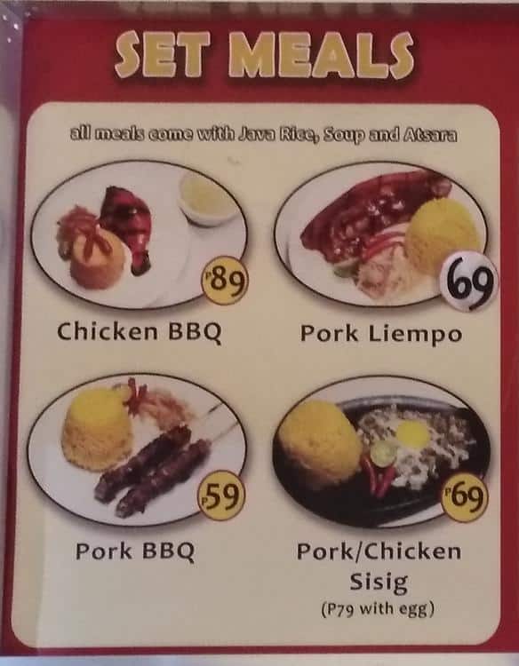 Menu at Panyang's Ihaw Ihaw restaurant, Taguig