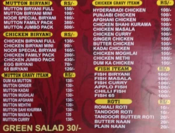 Cafe Noor Menu, Menu for Cafe Noor, Charminar, Hyderabad - Zomato