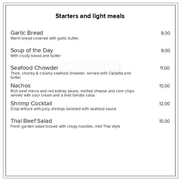 Menu at The Kensington Sports Bar & Tavern, Dunedin