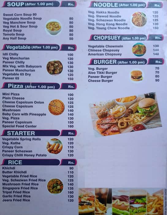 Menu at Food Centre, Indore, City Centre