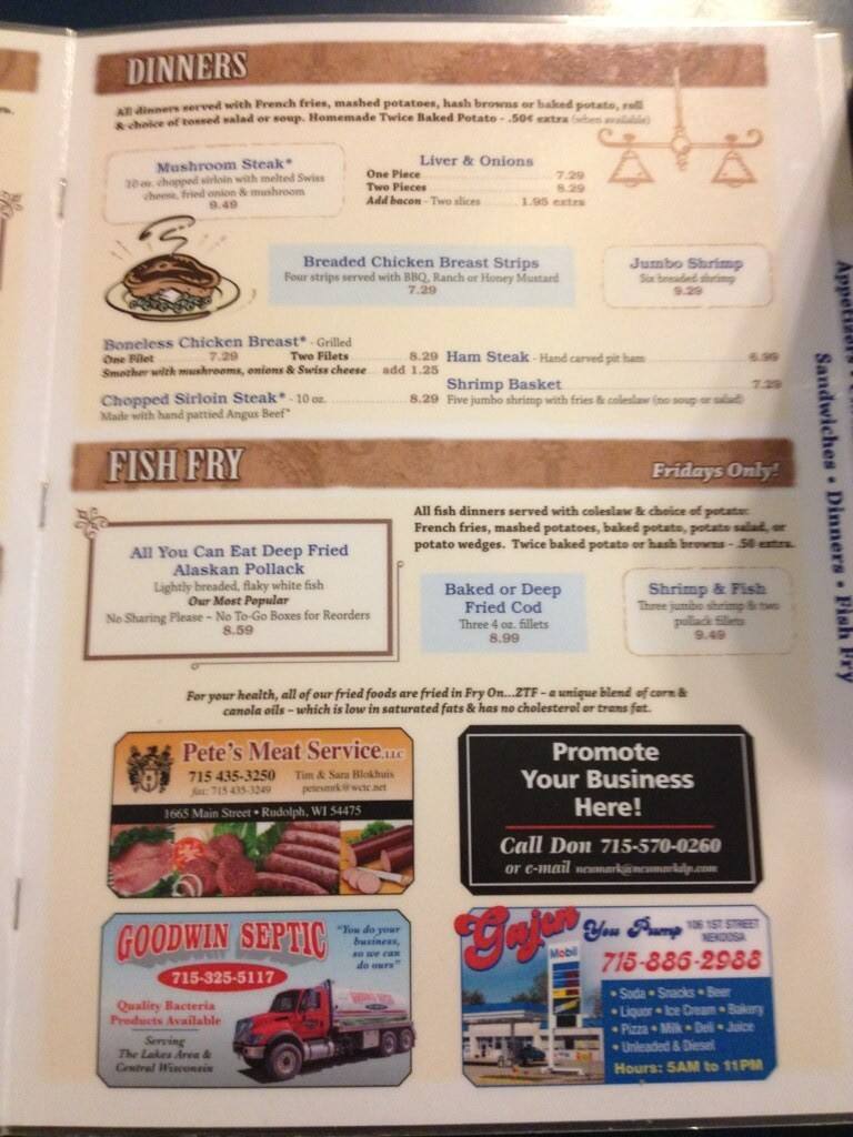 Menu at Pancakes & Burgers restaurant, Wisconsin Rapids