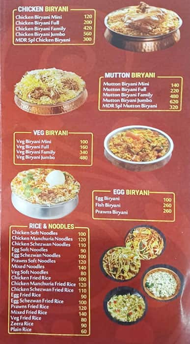 Menu at Mubarak Darbar Restaurant, Hyderabad